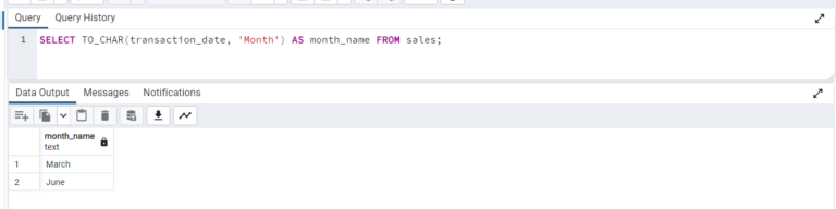 Postgresql How To Get Month Name From A Date Postgresql Tutorial